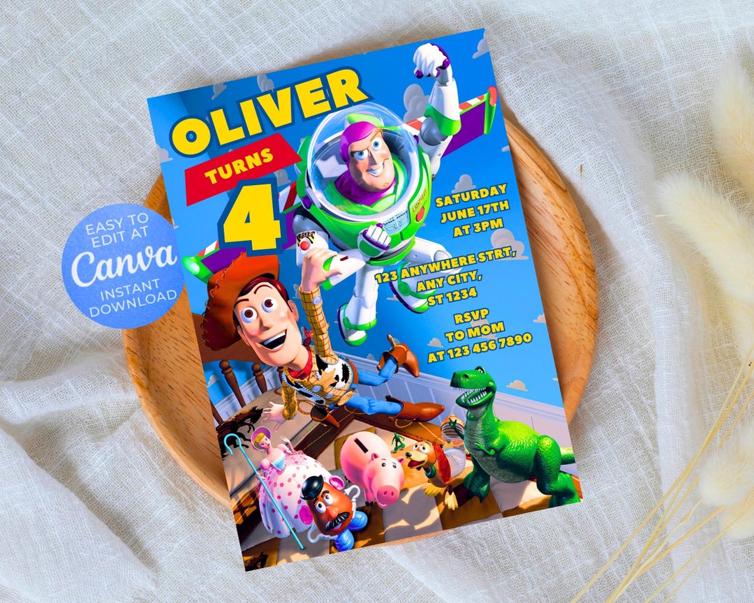 Editable Toy Story Invitation Template, Digital Toy Story Birthday ...