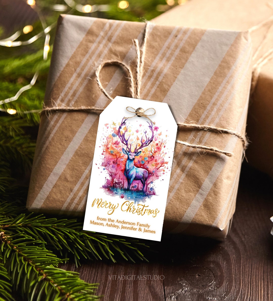 Christmas Gift Tag Editable Holiday Party Favor Tag Printable Christmas ...