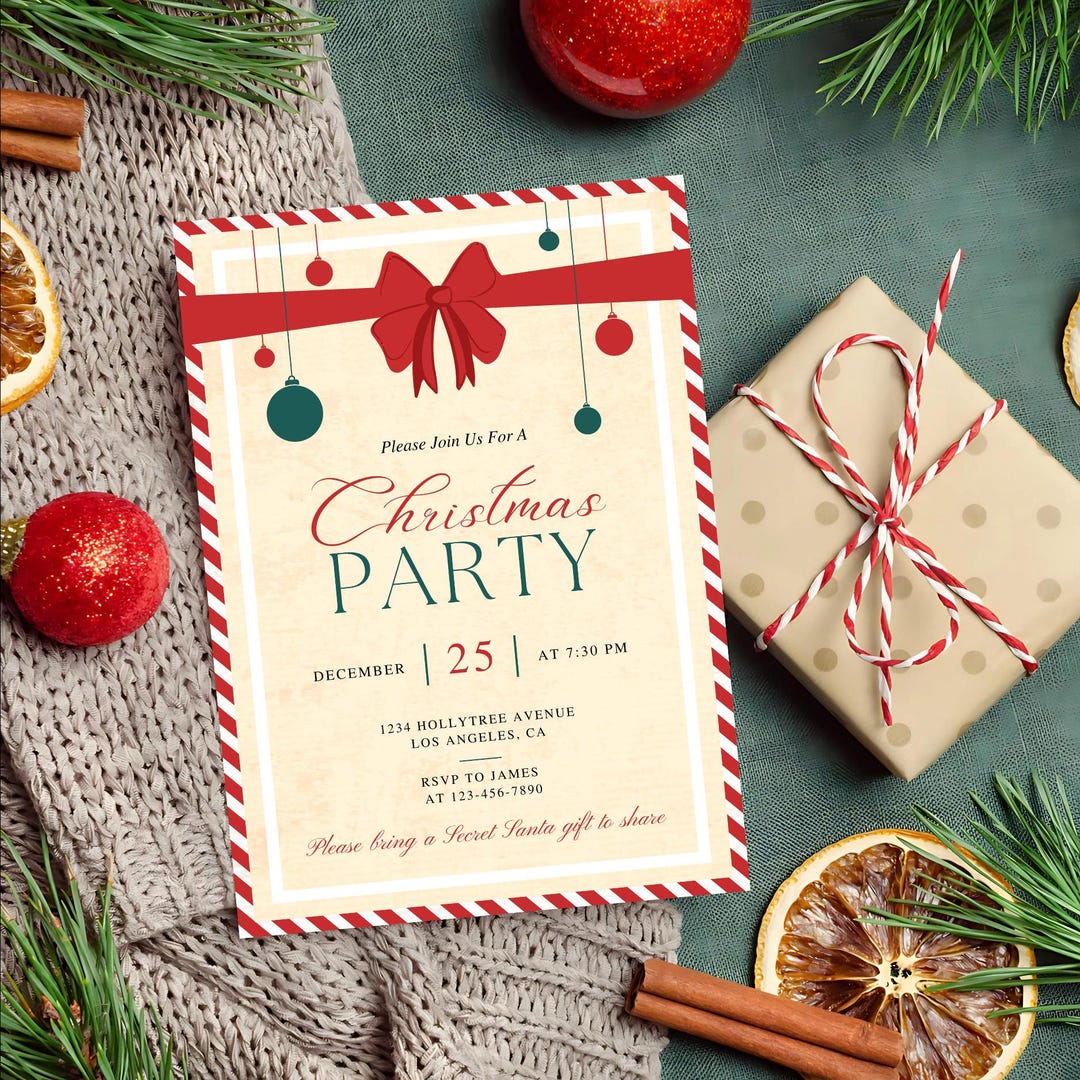 Editable Christmas Party Invitation Template, Annual Holiday Party ...