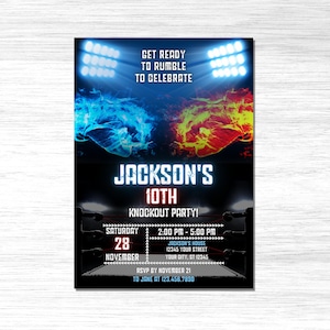 Editable Boxing Birthday Party Invitation, Boxing Knockout Party Invite ...