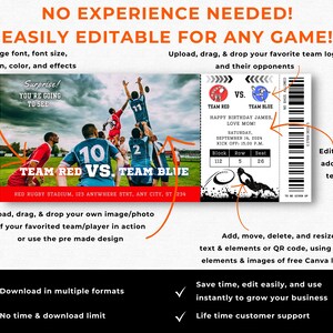 INSTANTLY EDIT Rugby Game Ticket Stub Template Gift Souvenir | Gift ...