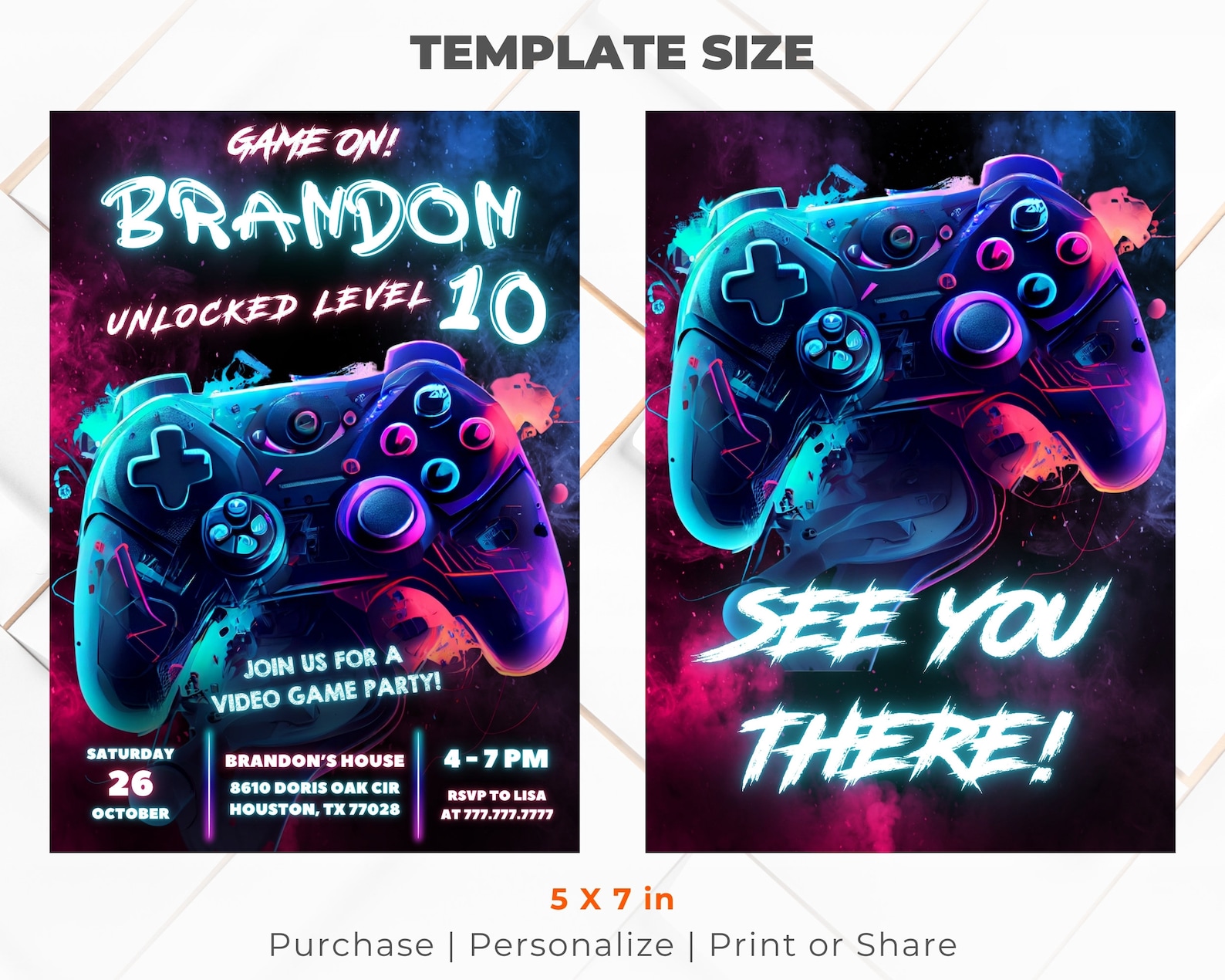 Video Game Birthday Invitation Arcade Birthday Invitation Gamer ...