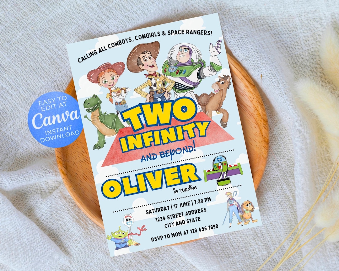 Two Infinity and Beyond | Toy Story Birthday Invitation | Watercolor ...