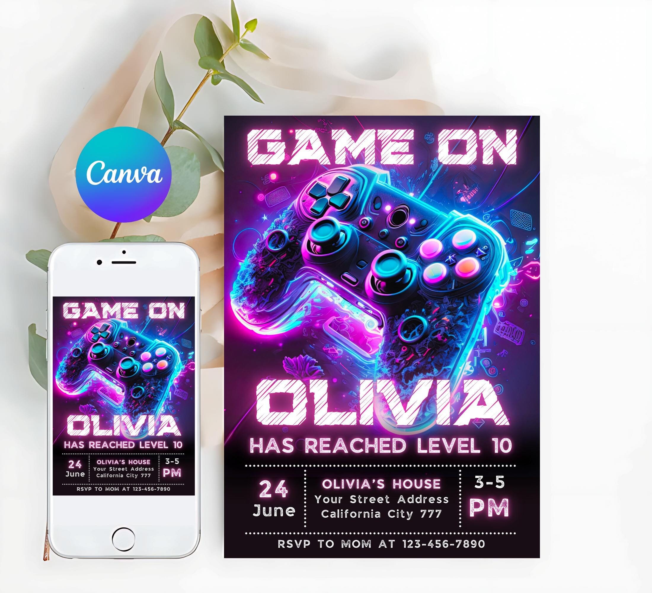 Editable Video Game Party Invitation, Level up Birthday Invite, Gamer ...