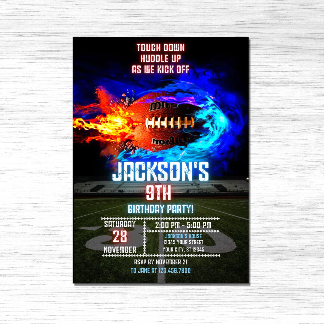 Football Invitation Template, Football Birthday Invitation, Boys ...