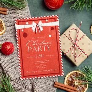 Editable Christmas Party Invitation Template, Annual Holiday Party ...