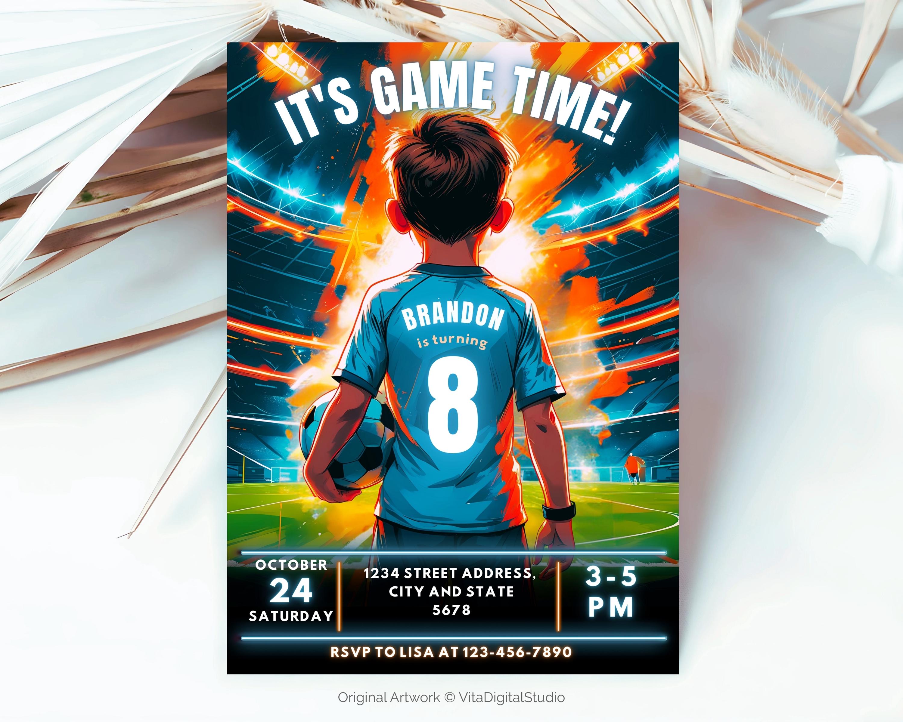 Editable Soccer Birthday Invitation | 5x7 Canva Template | Boys Sports ...