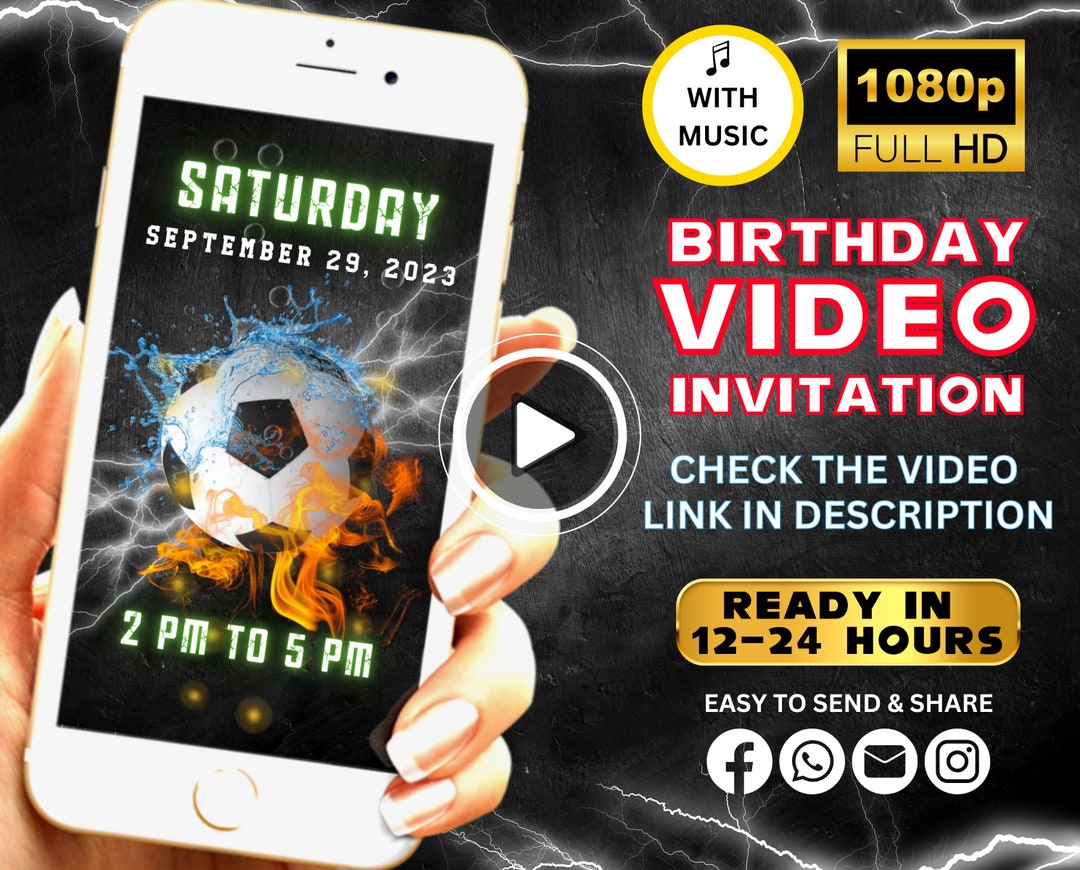Soccer VIDEO Invitation, Soccer Party Video Invitation, Soccer Animated ...