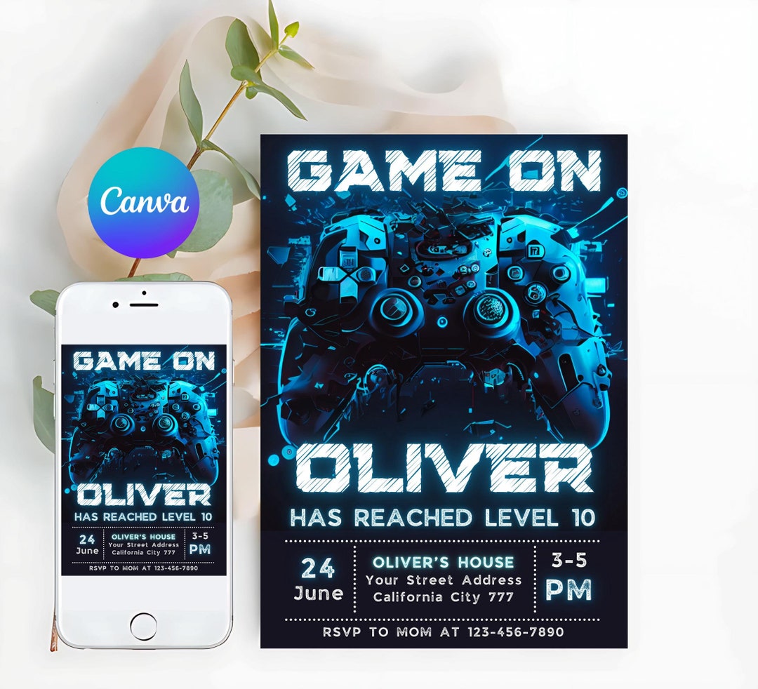 Editable Video Game Party Invitation, Level up Birthday Invite, Gamer ...