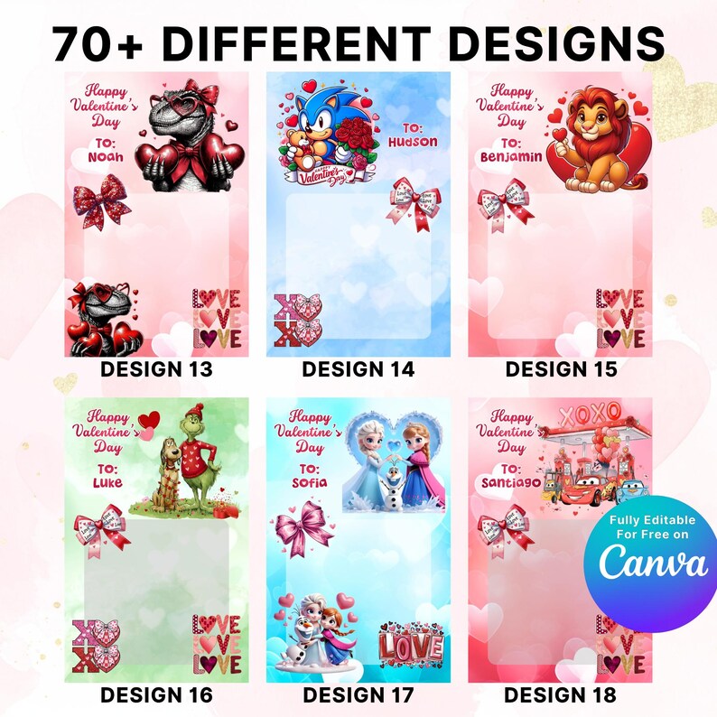 70+ Valentine Jumbo Pack Cards Template Bundle | Valentine's Day Kids ...