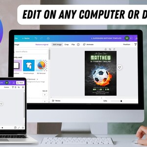 Editable Soccer Birthday Invitation Digital, Soccer Party Invite ...