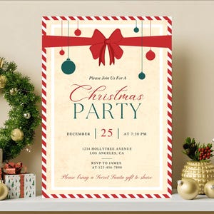 Editable Christmas Party Invitation Template, Annual Holiday Party ...