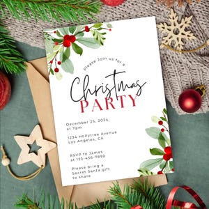 Editable Christmas Party Invitation Template, Annual Holiday Party ...