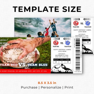 INSTANTLY EDIT Rugby Game Ticket Stub Template Gift Souvenir | Gift ...