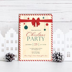 Editable Christmas Party Invitation Template, Annual Holiday Party ...