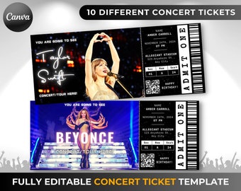 Music Concert Ticket Template, Custom Concert Ticket Gift, DIY Event ...