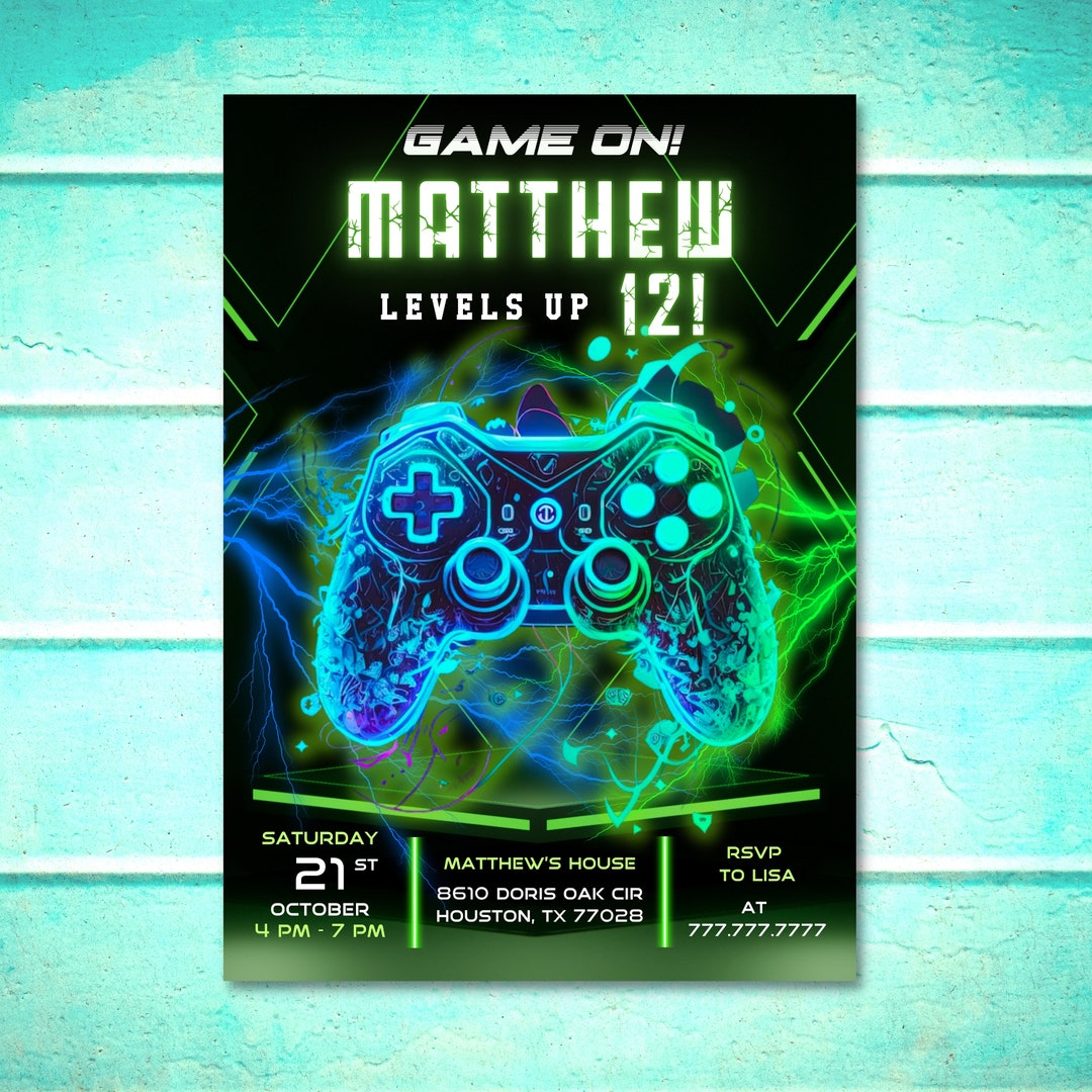 Video Game Birthday Invitation Template, Video Game Invitation, Kid ...