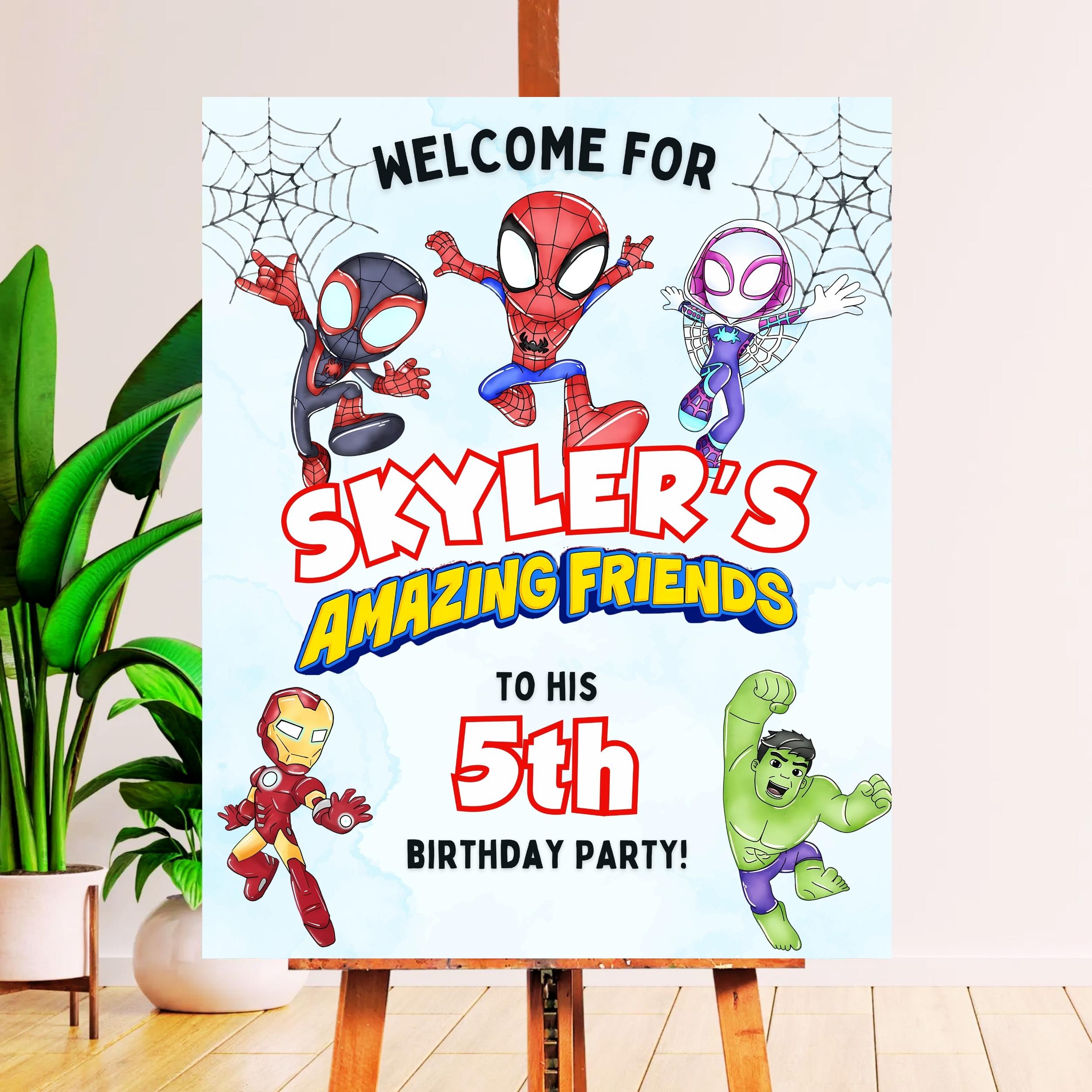 Spidey and His Amazing Friends Birthday Welcome Sign Template ...