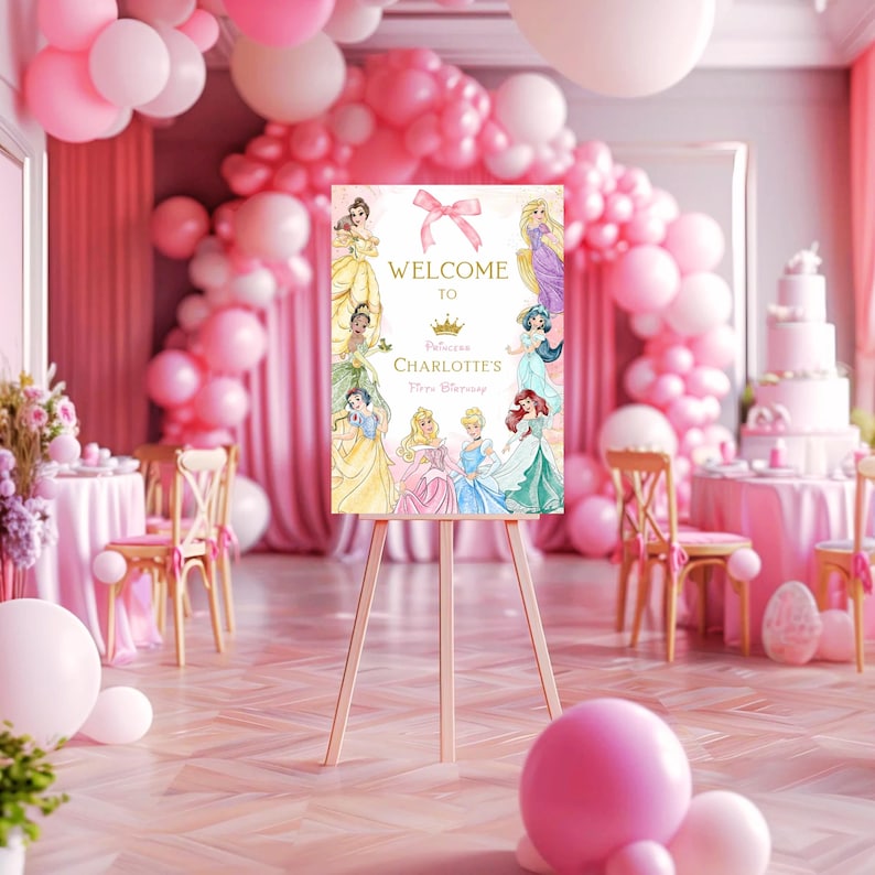 Princesses Birthday Welcome Sign Template | Editable Printable Party ...