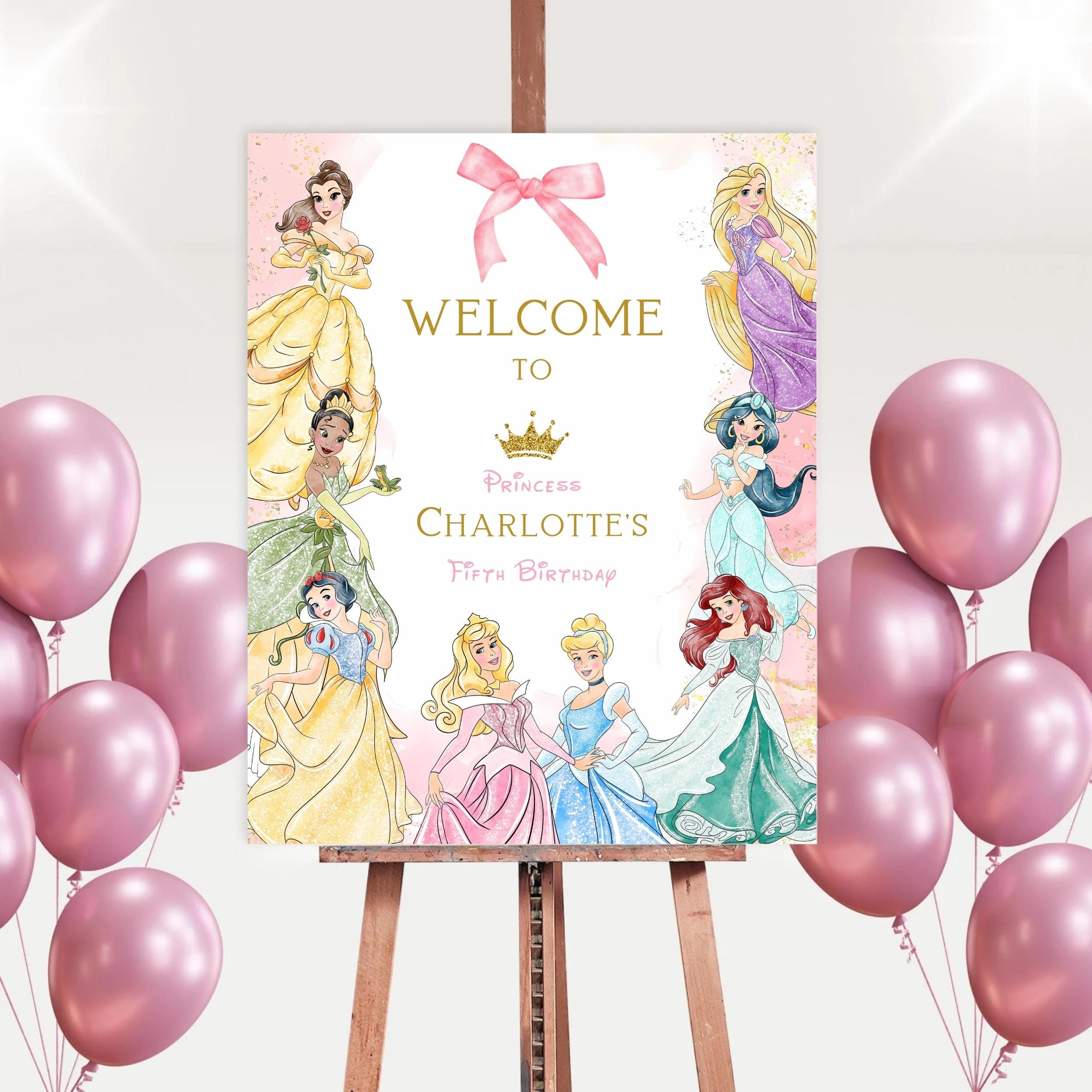 Princesses Birthday Welcome Sign Template | Editable Printable Party ...