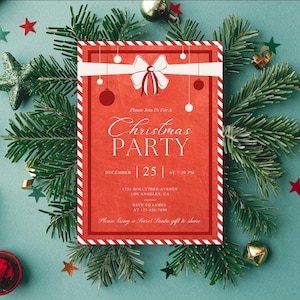 Editable Christmas Party Invitation Template, Annual Holiday Party ...