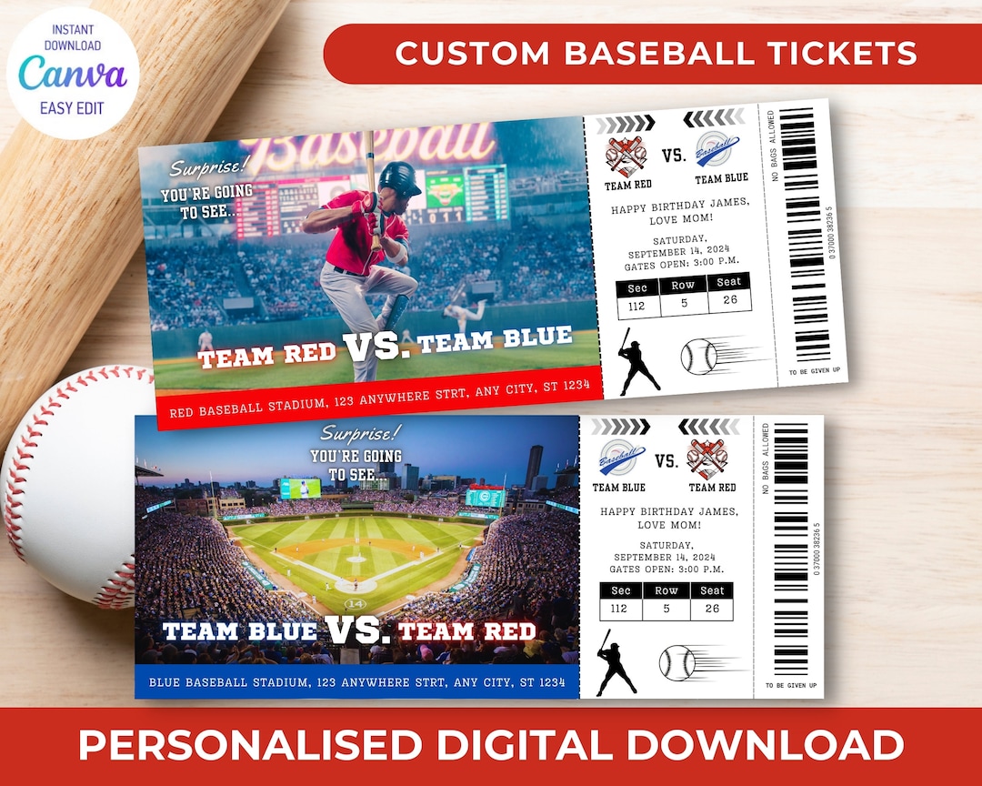 Customized Replica Baseball Ticket Gift - Perfect Way to Give Digital ...