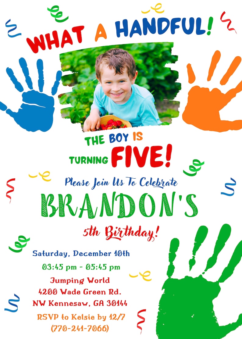 Editable Handful Fifth Birthday Party Invitation for Boy 5th - Etsy