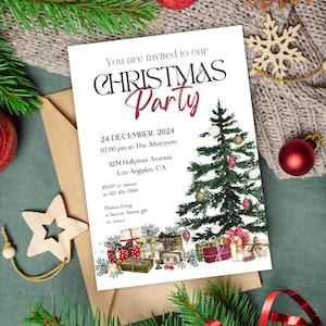 Editable Christmas Party Invitation Template, Annual Holiday Party ...