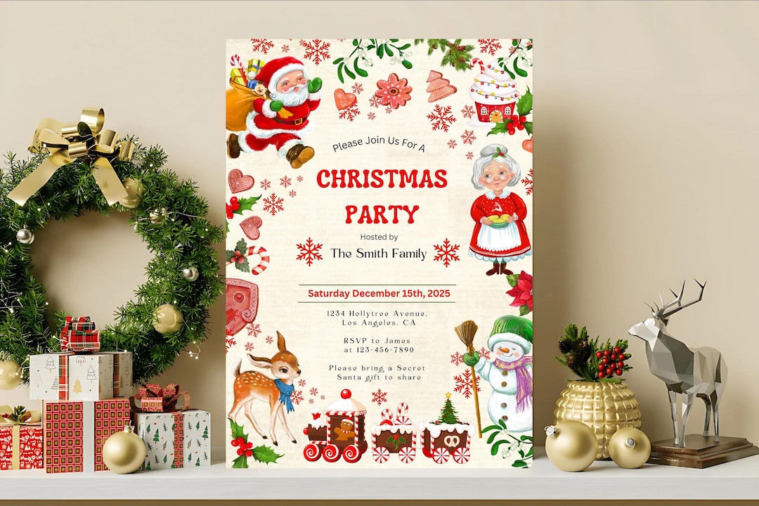 Editable Christmas Party Invitation Template, Annual Holiday Party ...