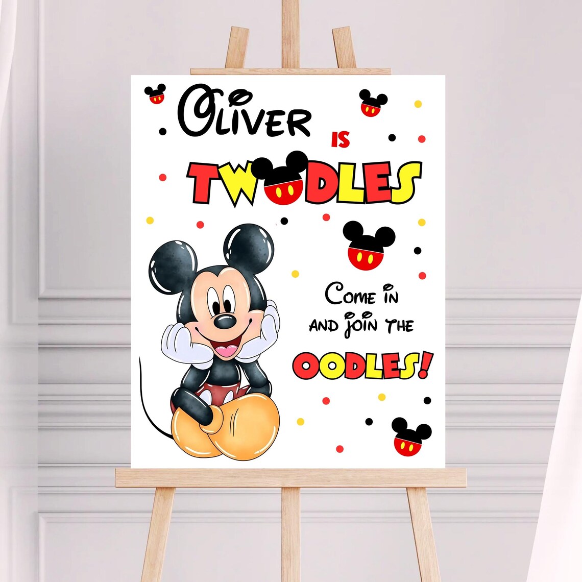 Mickey Mouse Twodles Oodles Birthday Welcome Sign Template | Editable ...