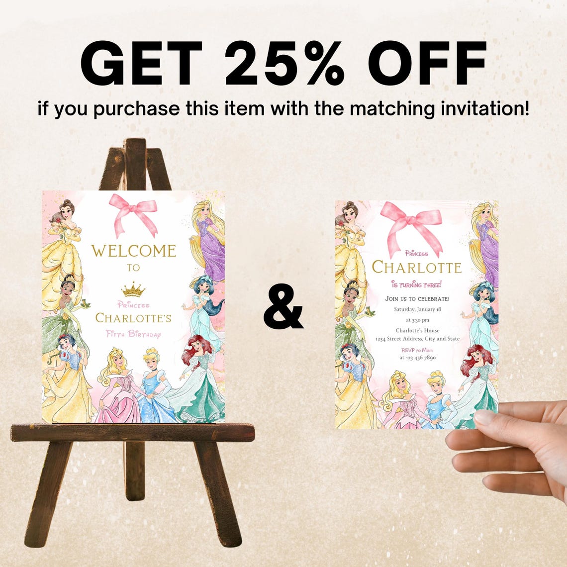 Princesses Birthday Welcome Sign Template | Editable Printable Party ...