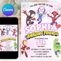 Ghost Spider Birthday Invitation Girl Spidey and His Amazing Friends ...