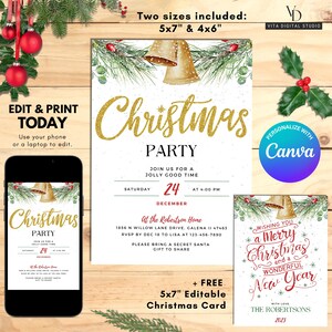 Editable Christmas Party Invitation Christmas Invite - Etsy