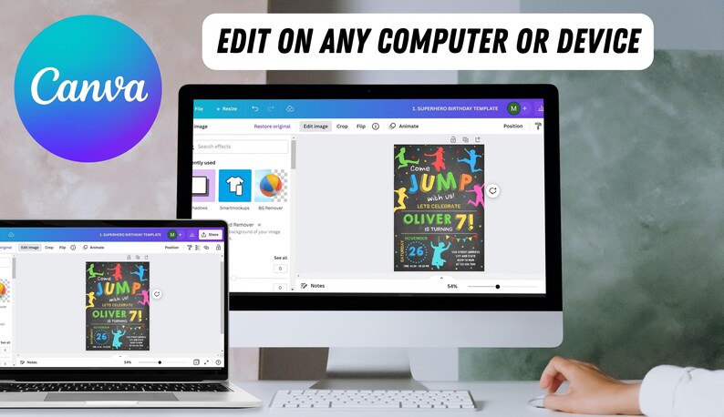 Editable Jump Birthday Invitation Digital Editable in Canva - Etsy