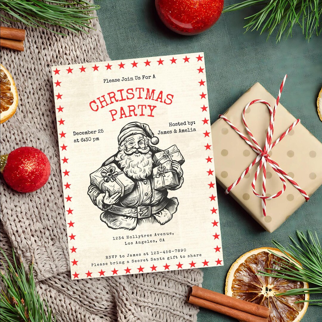 Editable Christmas Party Invitation Template, Annual Holiday Party ...