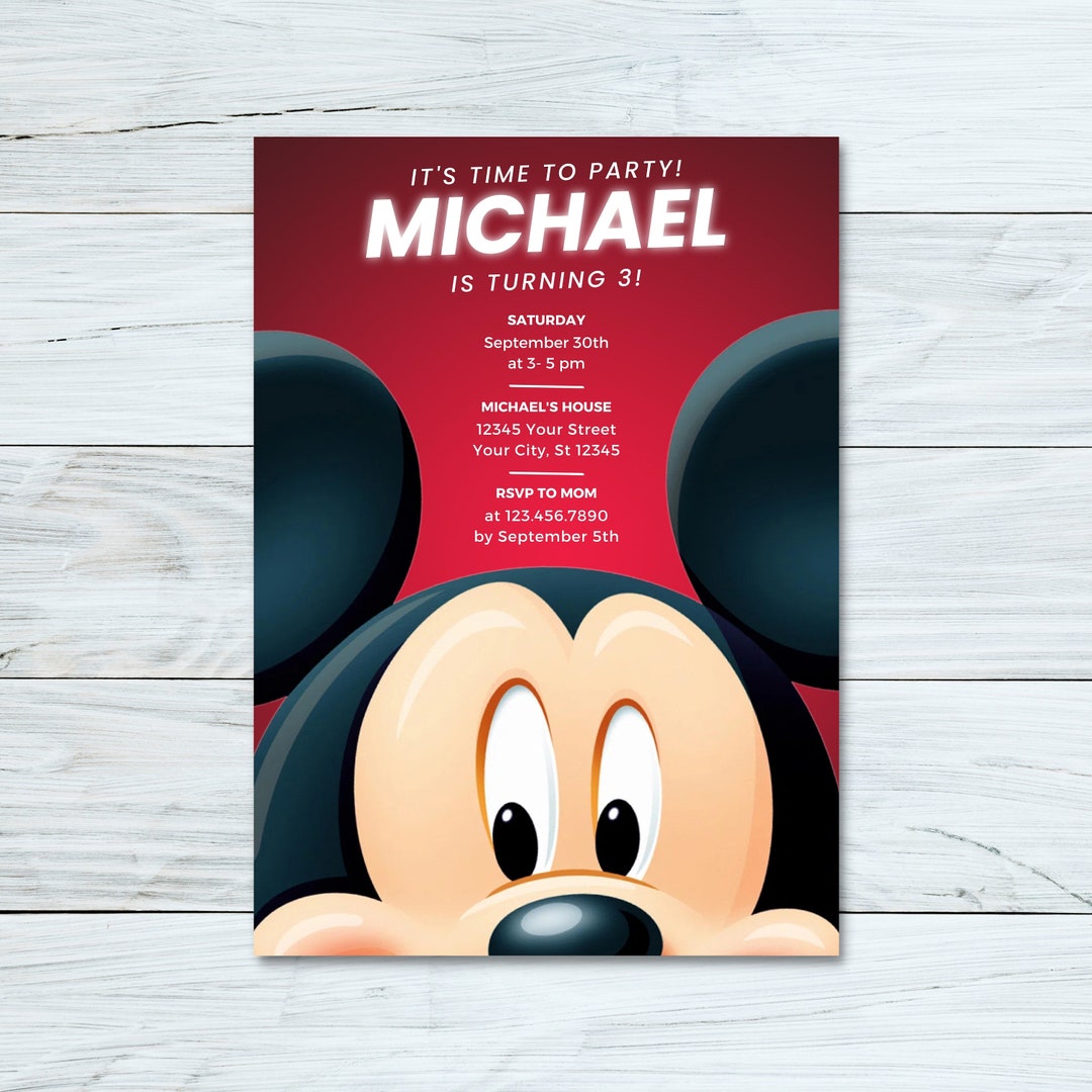 Clubhouse Birthday Invitation, Editable Mickey Invitation, Mickey ...