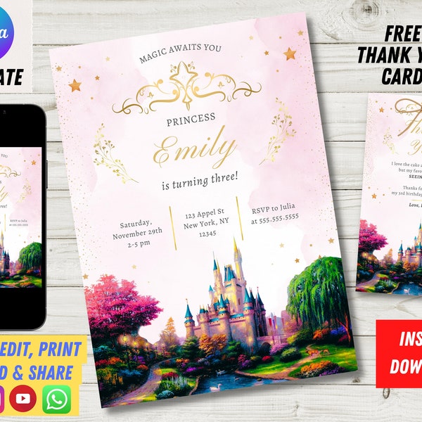 Castle Invitation - Etsy