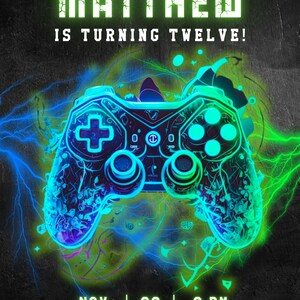 EDITABLE Video Game Party Invitation, Printable Gamer Birthday Invite ...
