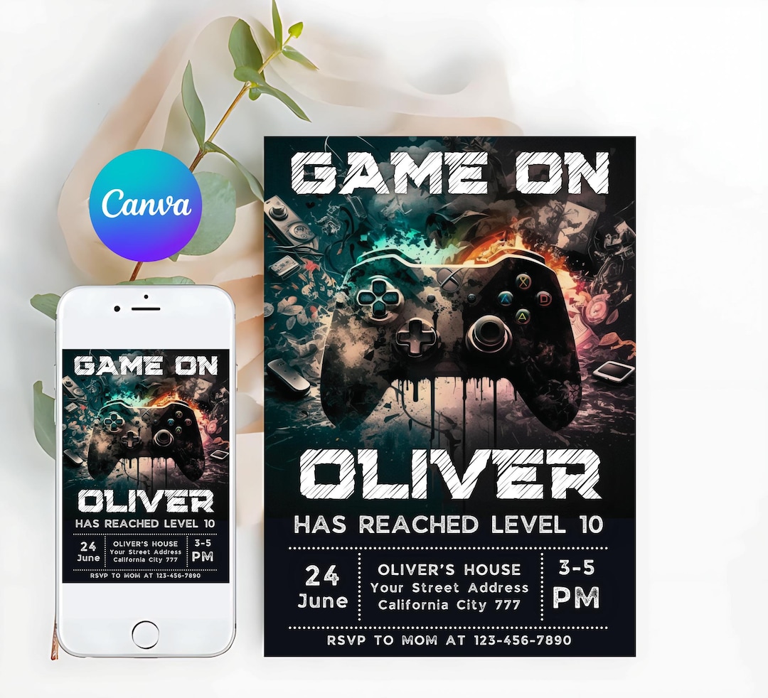 Editable Video Game Party Invitation, Level up Birthday Invite, Gamer ...
