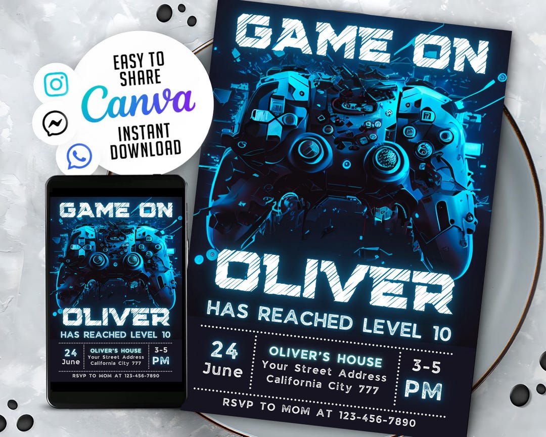 Editable Video Game Party Invitation, Level up Birthday Invite, Gamer ...
