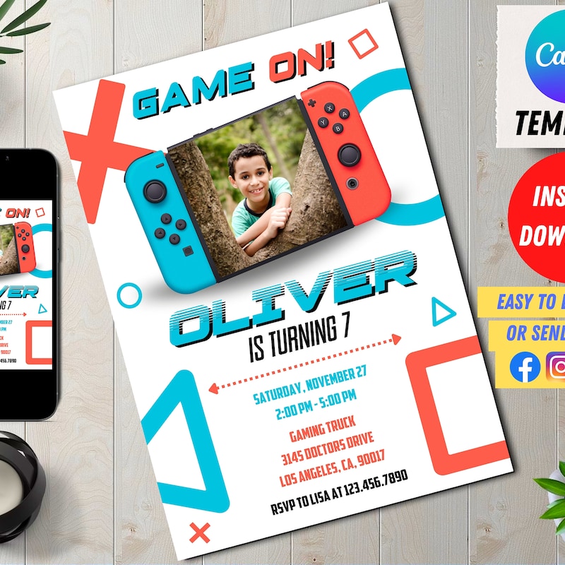 Nintendo Switch Invitation - Etsy