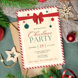 Editable Christmas Party Invitation Template, Annual Holiday Party ...