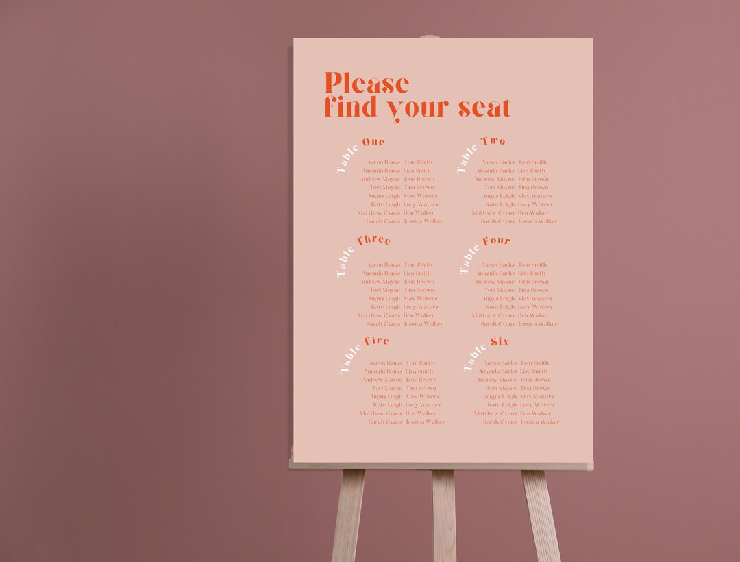 Bold Wavy Seating Chart Template | Canva Template | Wedding Template ...