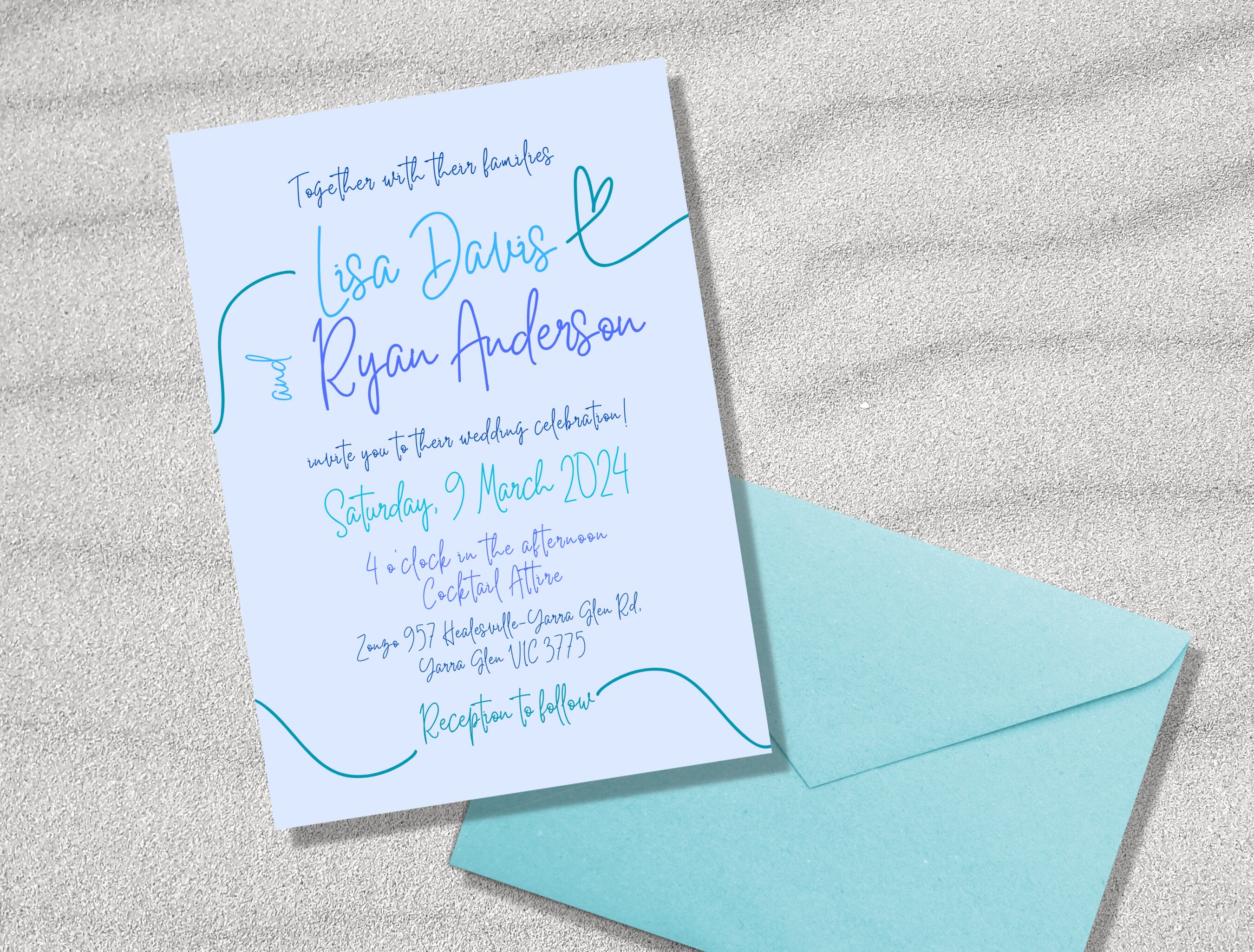 Artsy Wedding Invitation Template | Cursive Wedding Invitation | Bright ...