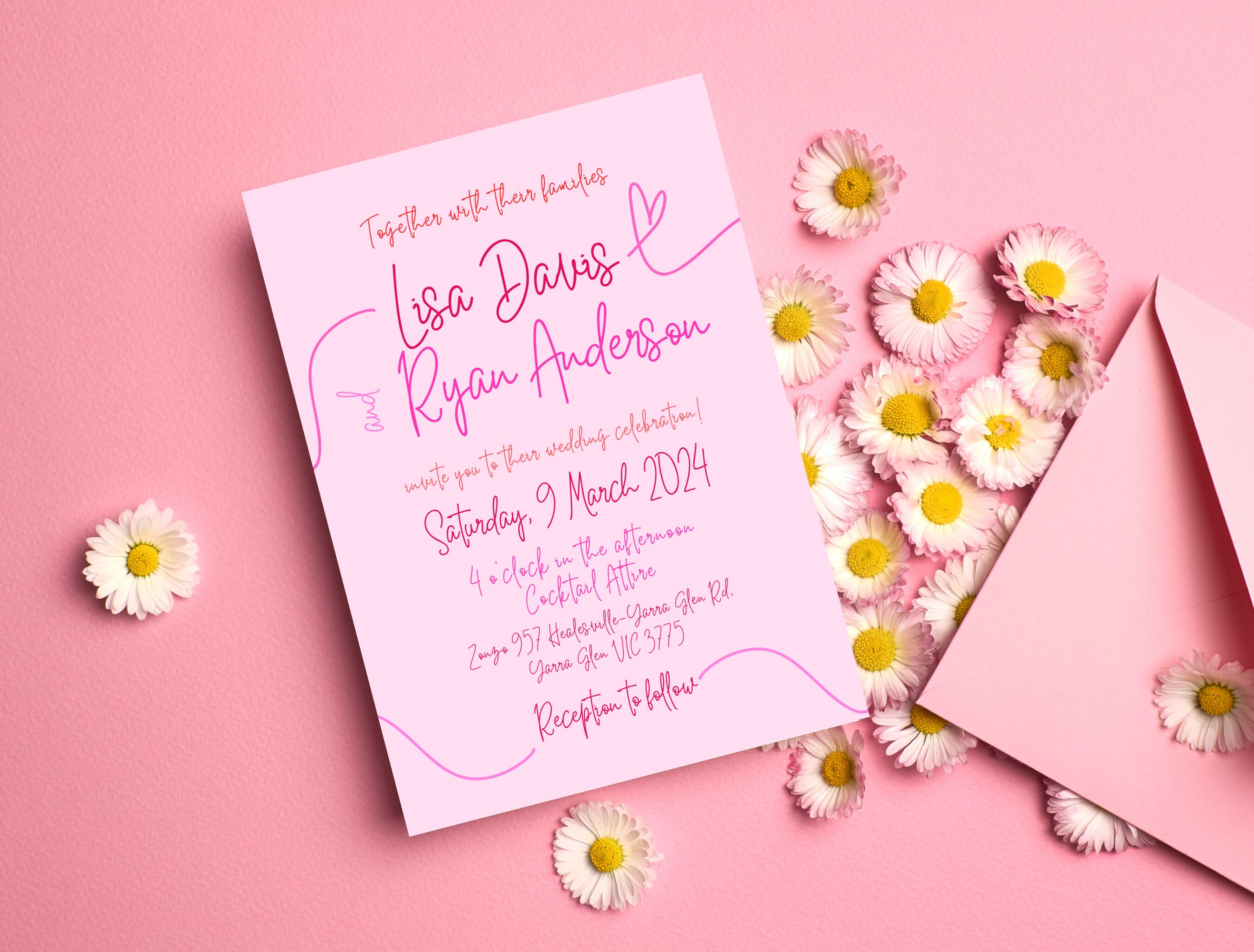 Artsy Wedding Invitation Template | Cursive Wedding Invitation | Bright ...