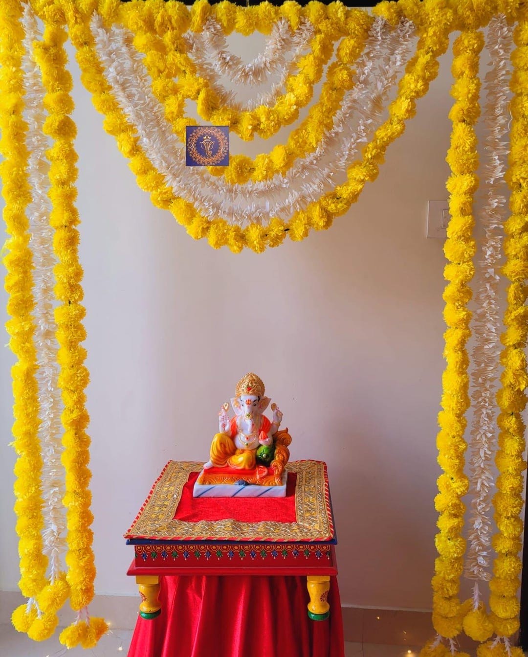 Marigold String Backdrop Very Unique Home Decor for Diwali Mandir and ...