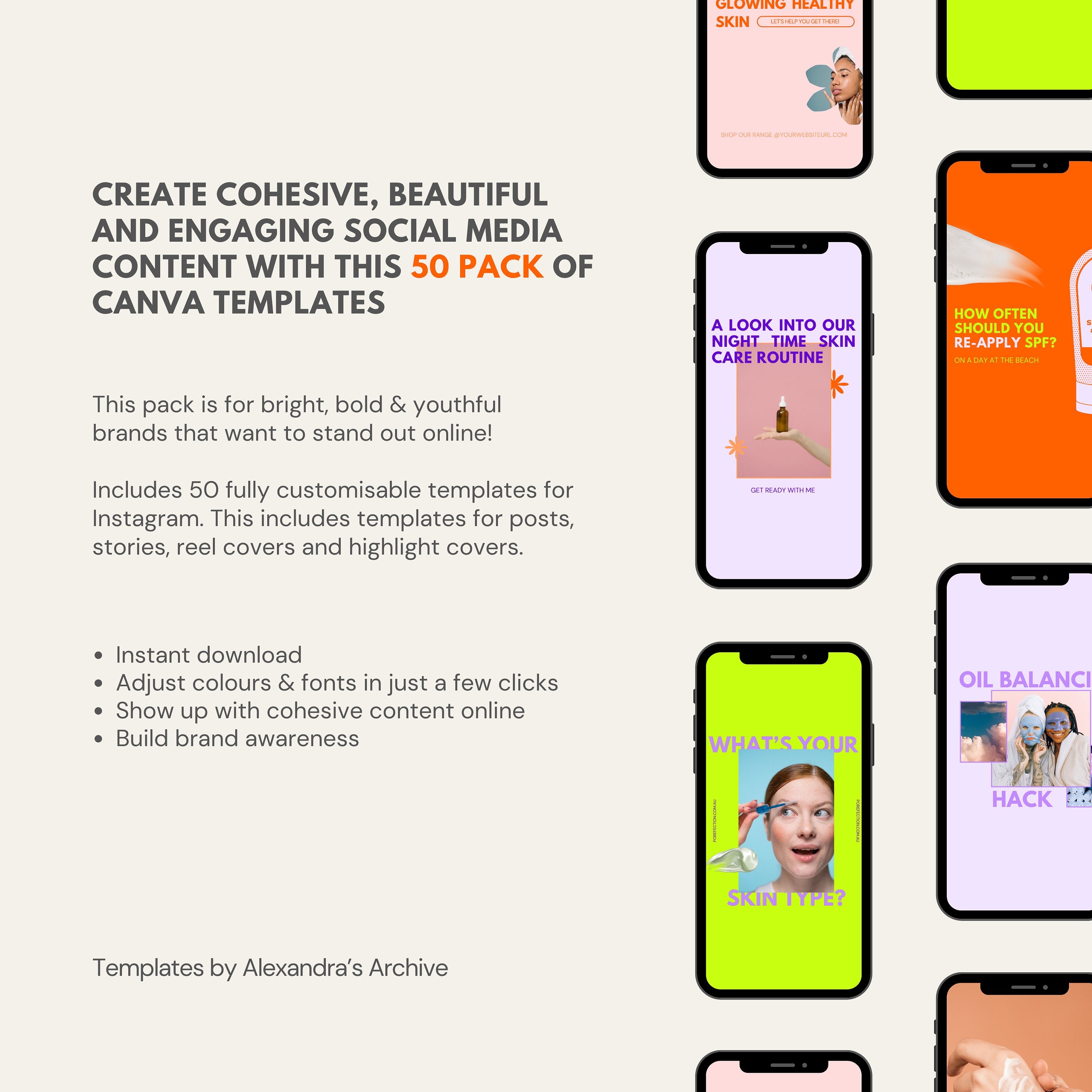 Bright & Bold Social Media Templates Canva Template Pack for - Etsy