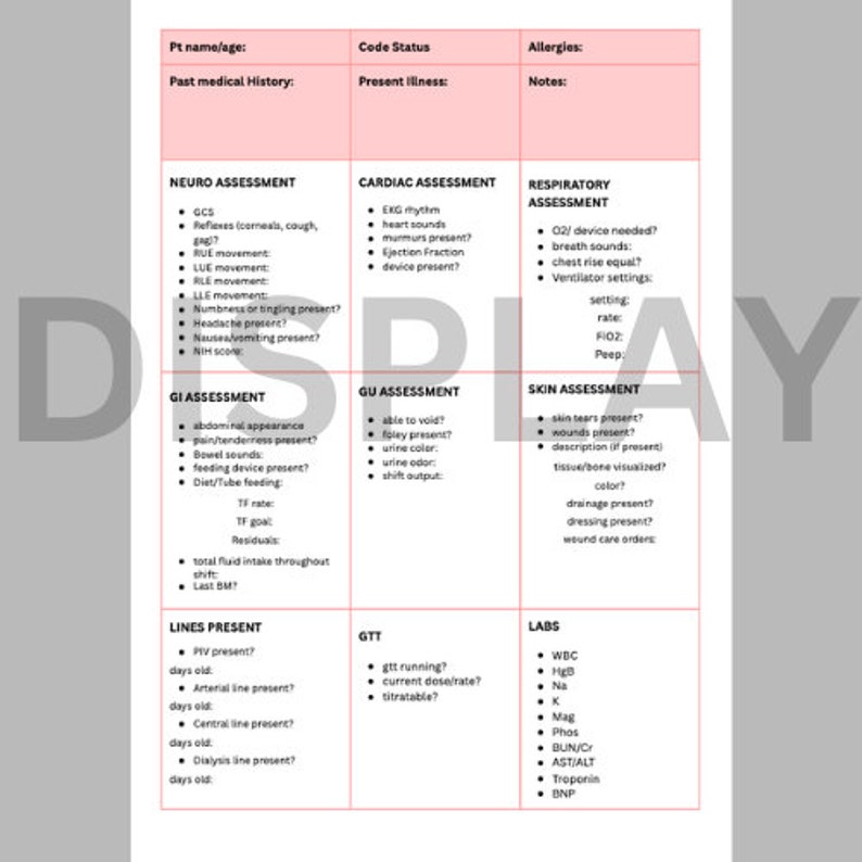ICU RN Assessment Guide - Etsy