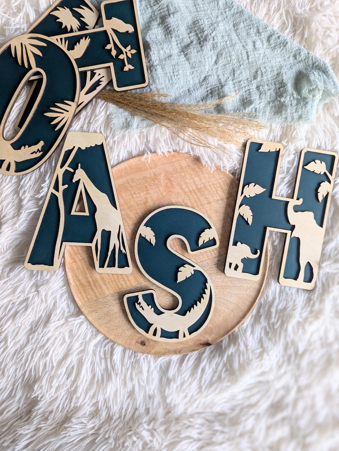 Mini Safari Letters Wall Sign | Personalised Jungle Safari Bedroom ...