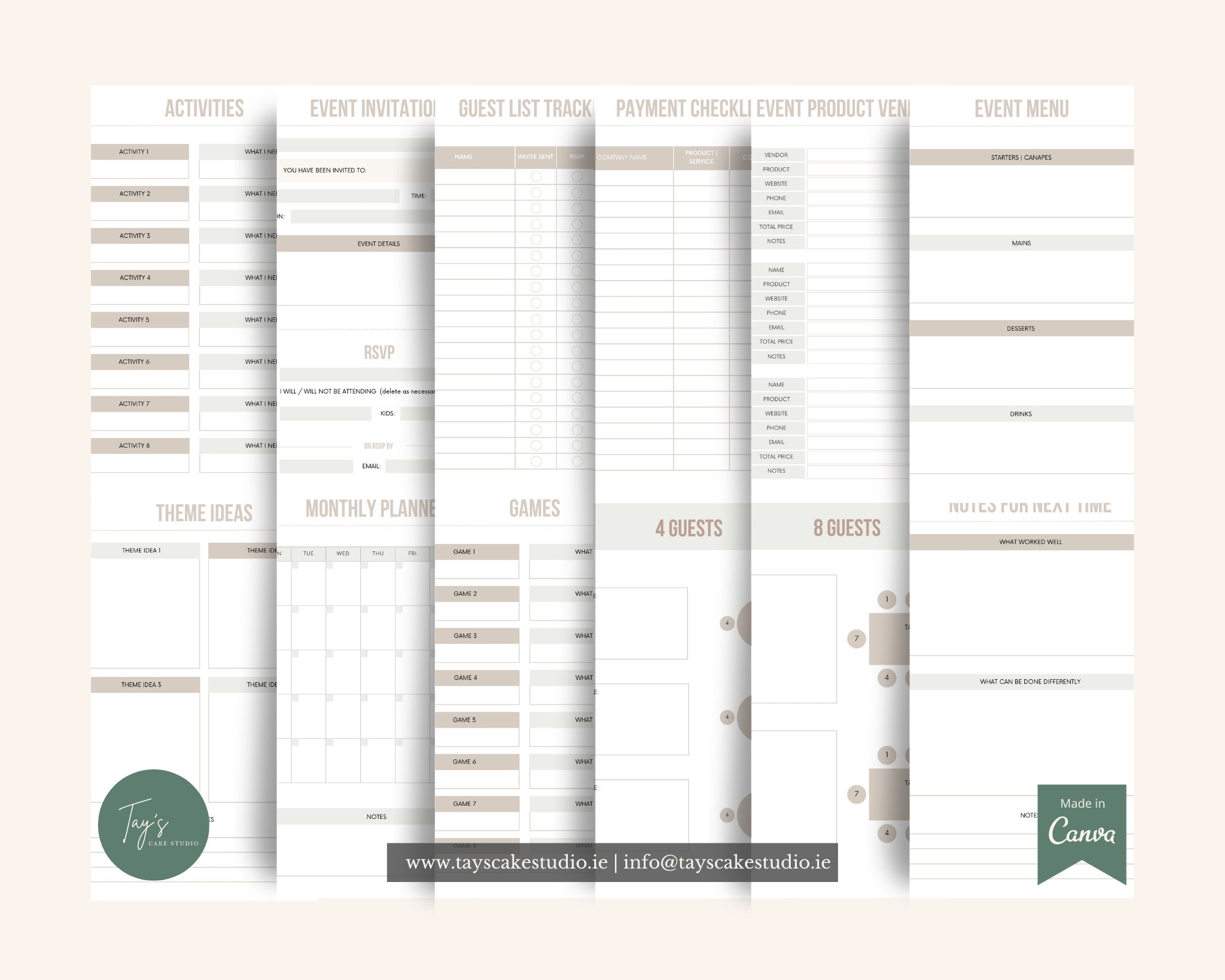 Editable Event Planner Template Canva Template Event Planning Printable ...